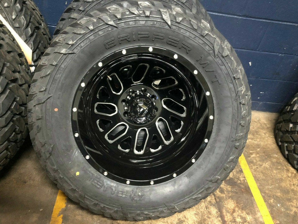 6) 20" Fuel D581 Dually Triton Wheels 35" MT Tires Package 8x6.5 Dodge ...