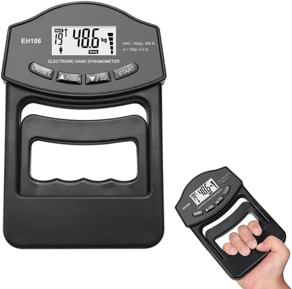 Grip Strength Tester, 396Lbs/180Kg Digital Hand Dynamometer Grip ...