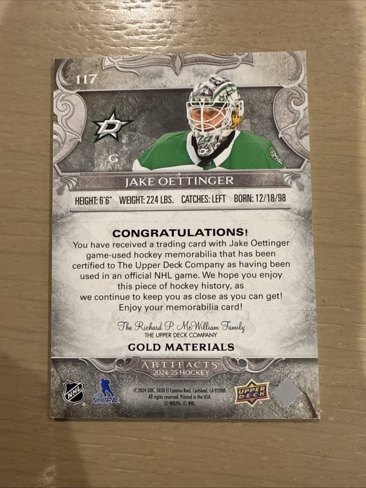 JAKE OETTINGER Artifacts 24-25 Gold Materials | eBay