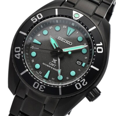 SEIKO PROSPEX SBPK007 The Black Series Night Vision GMT Solar Watch ...