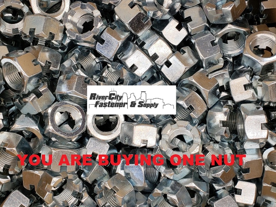 (1) 7/8-14 Slotted Hex Castle Nut Zinc Plated 7/8x14 Fine Thread Lock ...