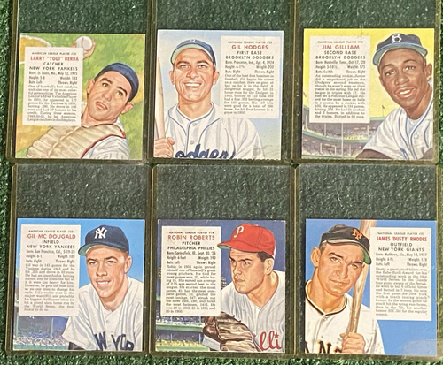 Set Of 6 1955 Red Man Tobacco Baseball Cards No Tab Berra Hodges ...