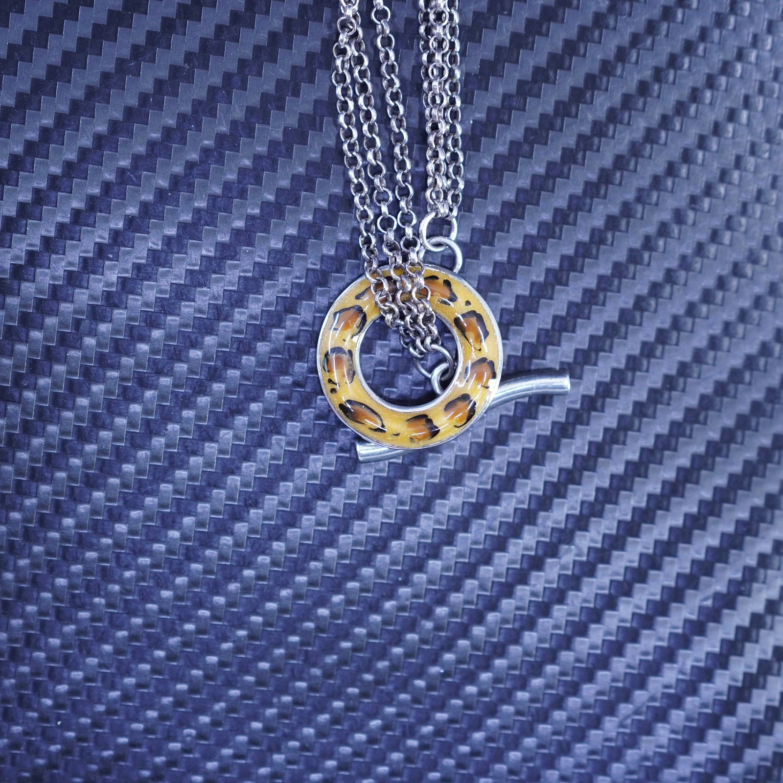 18”, David Sigal 925 Sterling Silver Leopard Enamel M… - Gem