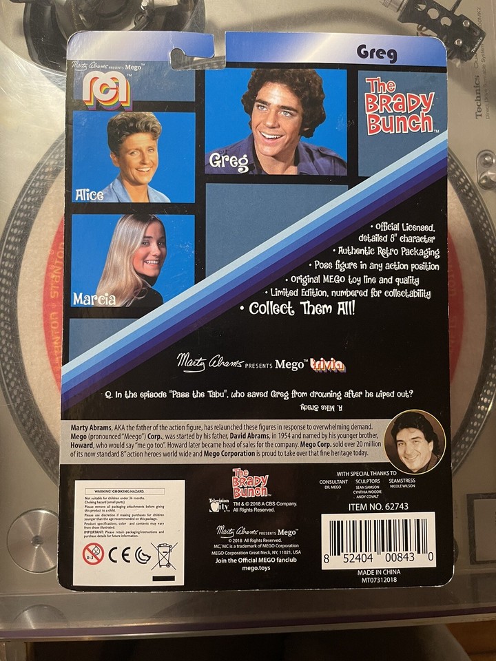 The Brady Bunch Greg Action Figure Classic 8” Figure 2018 MEGO Marty ...