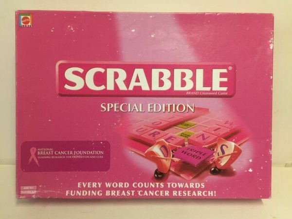 Scrabble Pink Breast Cancer Special Edition Board Game 100 Complete ...