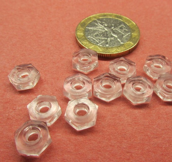 Hex Nut, Polycarbonate, 6-32 Thread x 5/16" W x 1/8" H, 25 Pcs | eBay