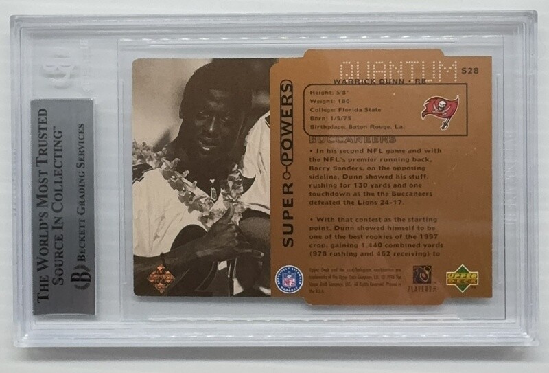 1998 Upper Deck Warrick Dunn Bronze Super Powers Die-Cut #20/100 BGS 9 ...