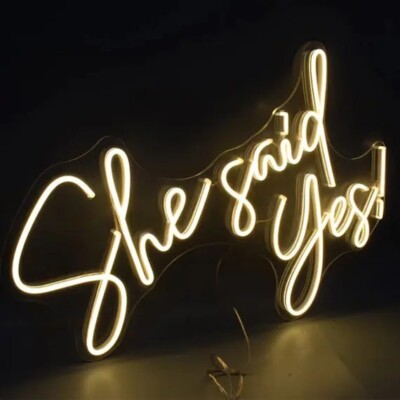 'She Said Yes!' LED Sign Neon Light Warm White 12V Wedding Decor ...