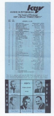 ORIGINAL Vintage KQV Pittsburgh November 8 1966 Music Survey Beach Boys ...