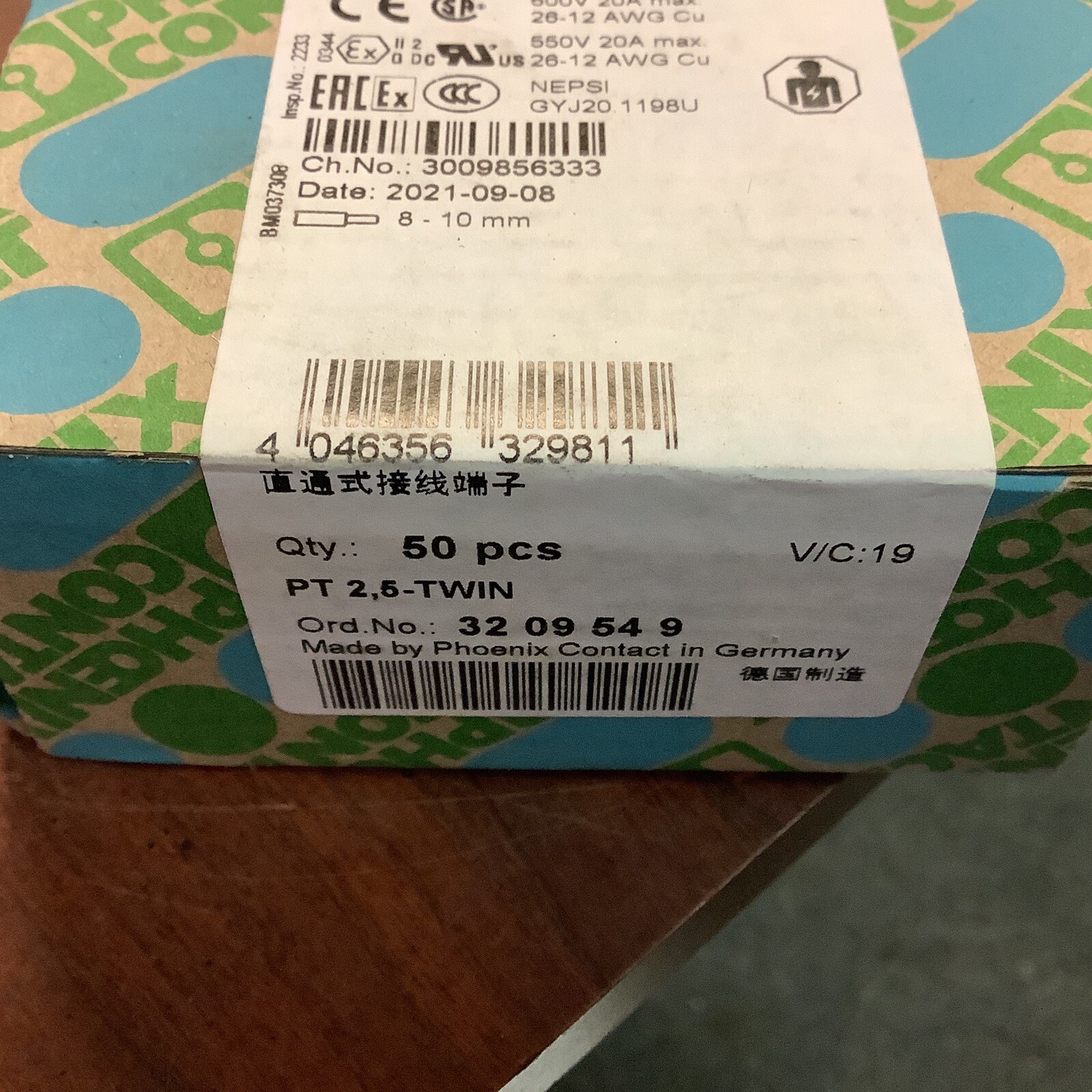 Phoenix Contacts PT 2,5-Twin 3209549 Terminal Block | eBay