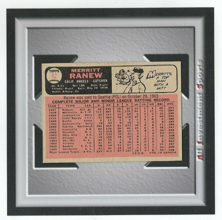 1966 OPC O-PEE-CHEE MERRITT RANEW #62 NM **superb baseball card** TD89 ...