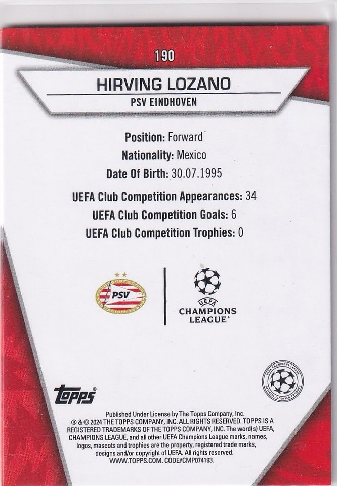 Topps Ucl Super-Stars 23/24 Nr. 190 Hirving Lozano Uncommon Verde | eBay