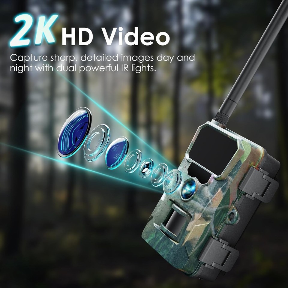 WOLFANG 4G LTE SIM 2K 48MP Wildlife Trail Camera, Motion, Night Vision ...