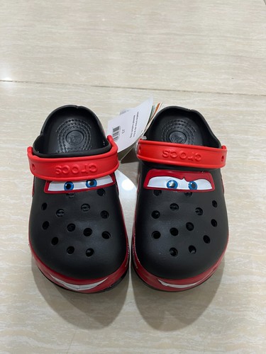 NEW! Light Up Black Red Lightning McQueen Crocs Clog Kids Shoe C8-C12 ...