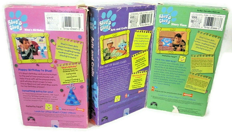 Blue's Clues Story Time Arts Crafts Birthday Nick Jr Viacom 3-VHS Lot ...