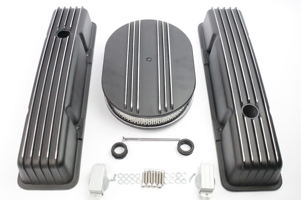 Black Finned Tall Valve Covers w/Gasket,Air Cleaner,Breather/PCV For ...