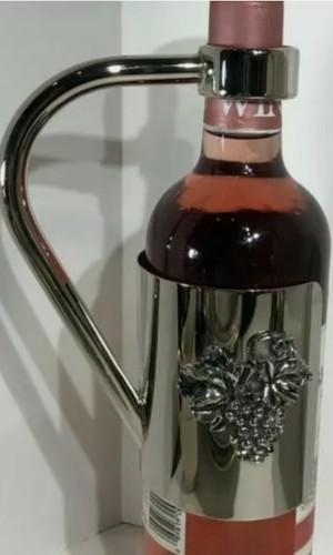 Silver Plate Wine Bottle Clamp Server Caddy Pourer with Neck Ring ...