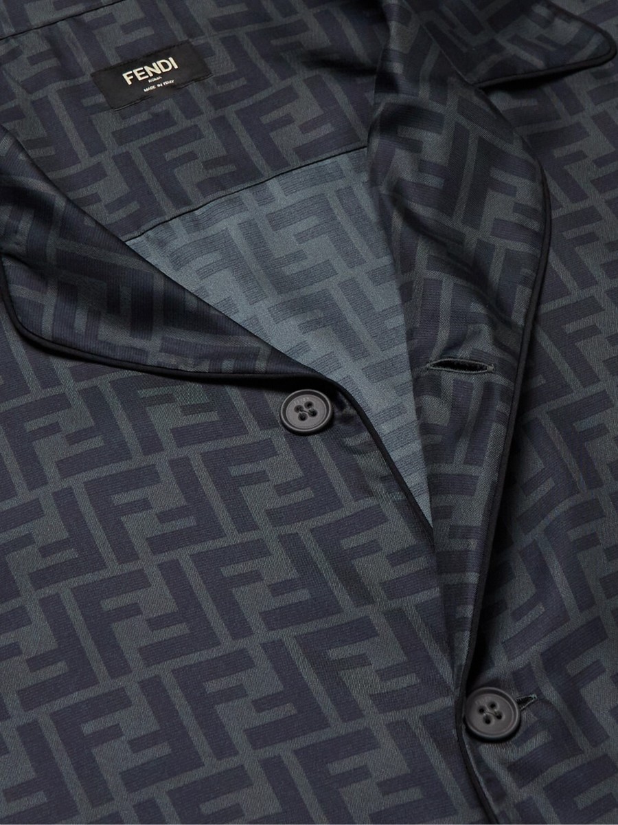 $1750 NWT FENDI FF Logo-Print Silk-Satin Shirt EU 37 / US $1750 NWT FENDI FF Logo-Print Silk-Satin Shirt EU 37 / US