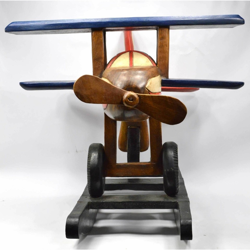 Vintage WOOD ROCKING PLANE TOY Kid-Size AIRPLANE ROCKER Handmade, Japan ...