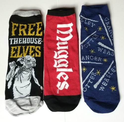Harry Potter Wizarding World 3 Pair Socks Wand Weasley Granger Muggles ...
