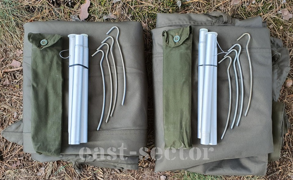 TENT Lavvu 2-Person Shelter Tarp Half Poncho Polish Army Khaki OD Green ...