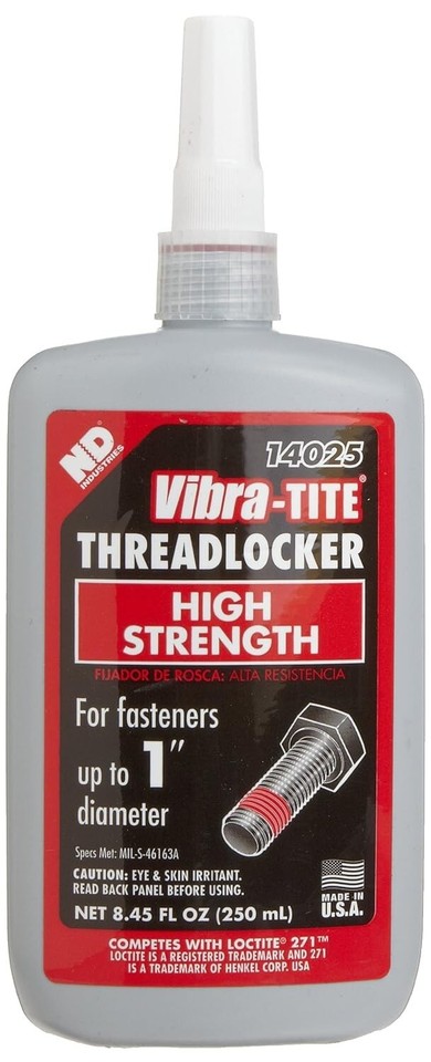 250ml Red High Strength Threadlocker - Secures and Prevents Leaks in Assemblies | eBay