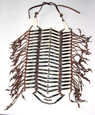 Native American style Breast Plate 1.5" Bone & Black Horn Hairpipe 7x12 ...