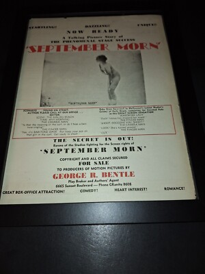 September Morn Rare Original Movie Rights Promo Ad Framed | eBay