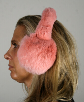 New Pink Rex Rabbit Fur Ear Muffs | eBay