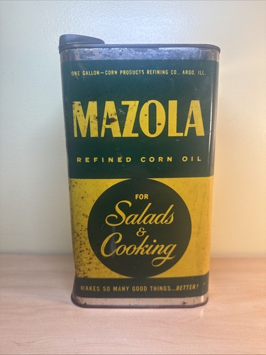 Vintage Mazola Refined Corn Oil One Gallon Oblong Tin Can for Salads ...