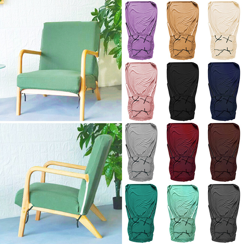 Stretch Wood Arm Chair Cover Protector Armchair Slipcover with Zipper ...