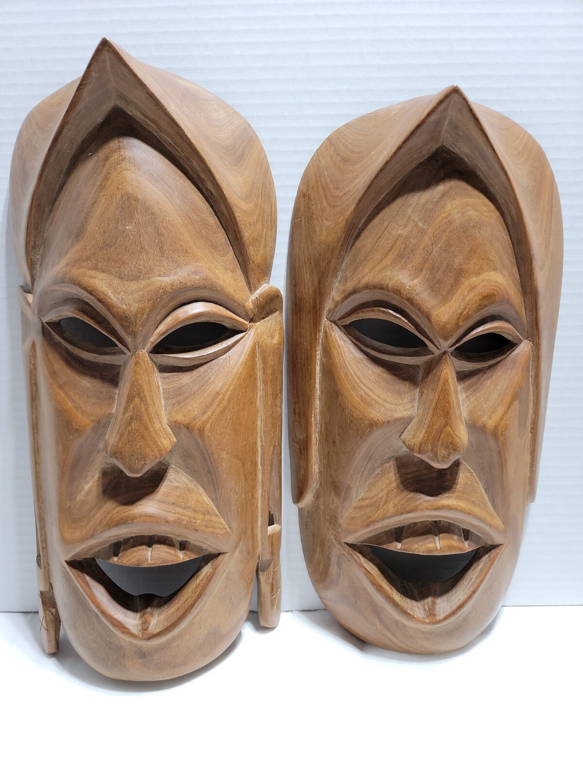 Vintage Wooden Hand Carved FACE MASK Tribal Folk Art Wall Hanging lot ...