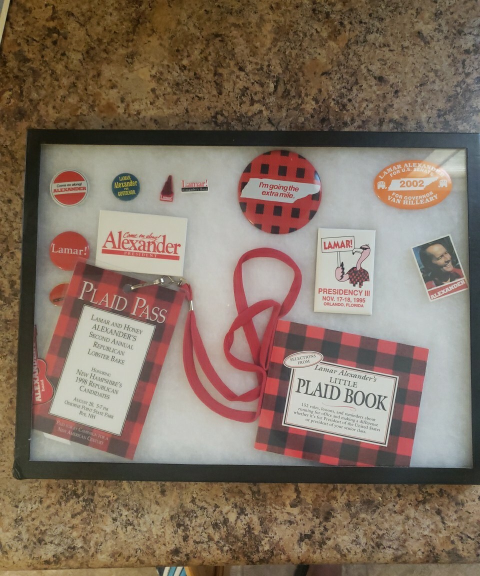 Lamar Alexander Plaid Book Plaid Pass Buttons Pins Presidential ...