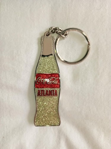 Coca Cola Atlanta Bottle Opener Keychain Glitter Soda Advertising Logo ...