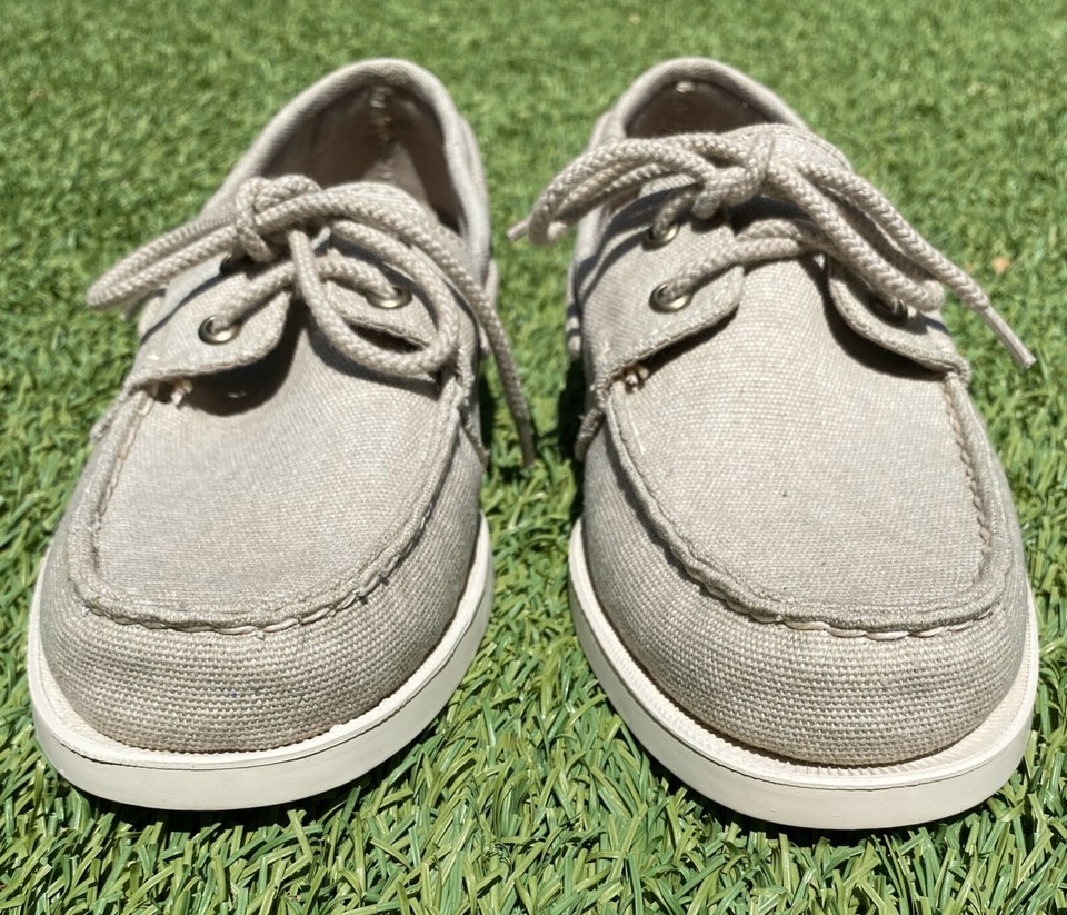 New with Box! SEBAGO Docksides Beige Taupe Canvas Men's Sz 7.5 | eBay