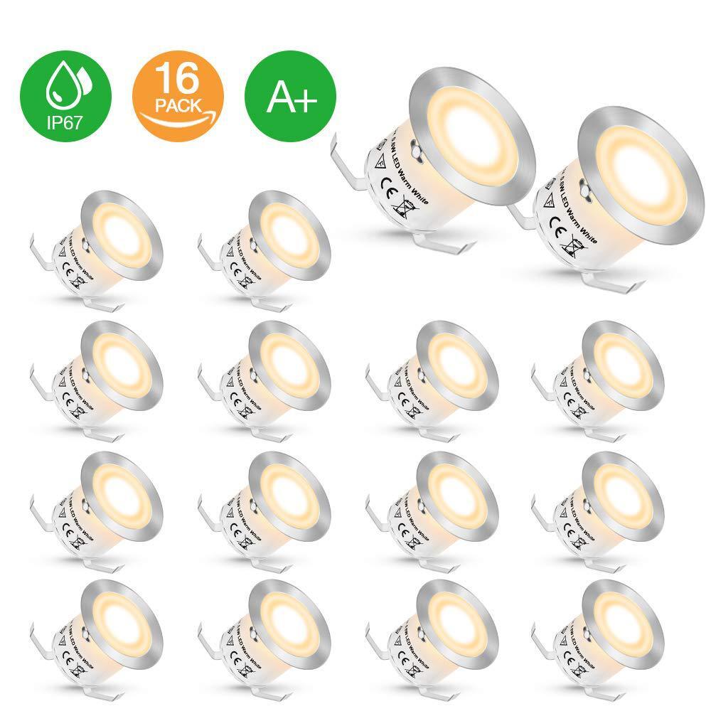 16x 30mm LED Decking Deck Plinth Lights Kitchen Bathroom Garden Pathway ...