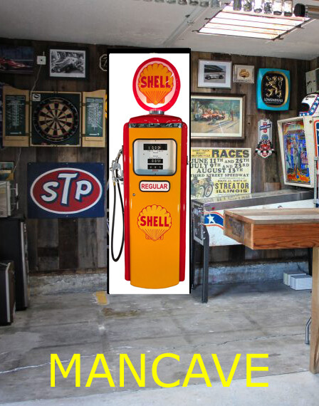 LIFE-SIZE VINTAGE RETRO GARAGE SHELL PETROL GAS PUMP MAN CAVE WHITE ...