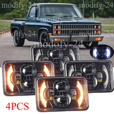 DOT 4PCS 4x6" LED Headlights Hi/Lo Beam DRL Fit Chevy C10 Pickup truck ...
