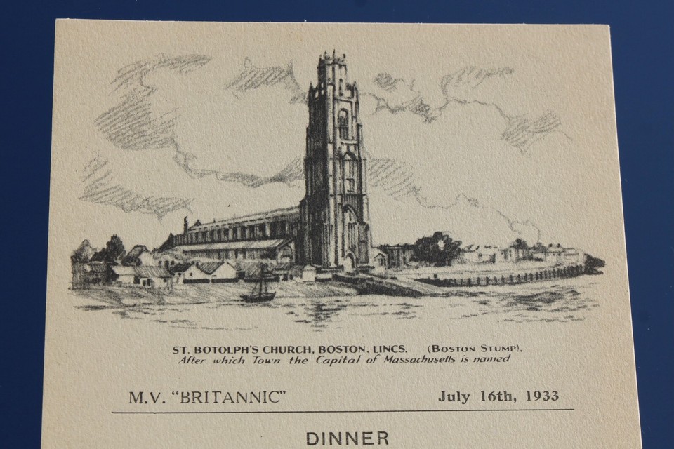 WHITE STAR LINE MV BRITANNIC ORIGINAL ONBOARD THIRD CLASS MENU 16/07/33 ...