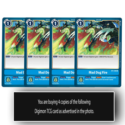 Mad Dog Fire - BT1-096 R - Rare Digimon TCG Card Playset Blue | eBay