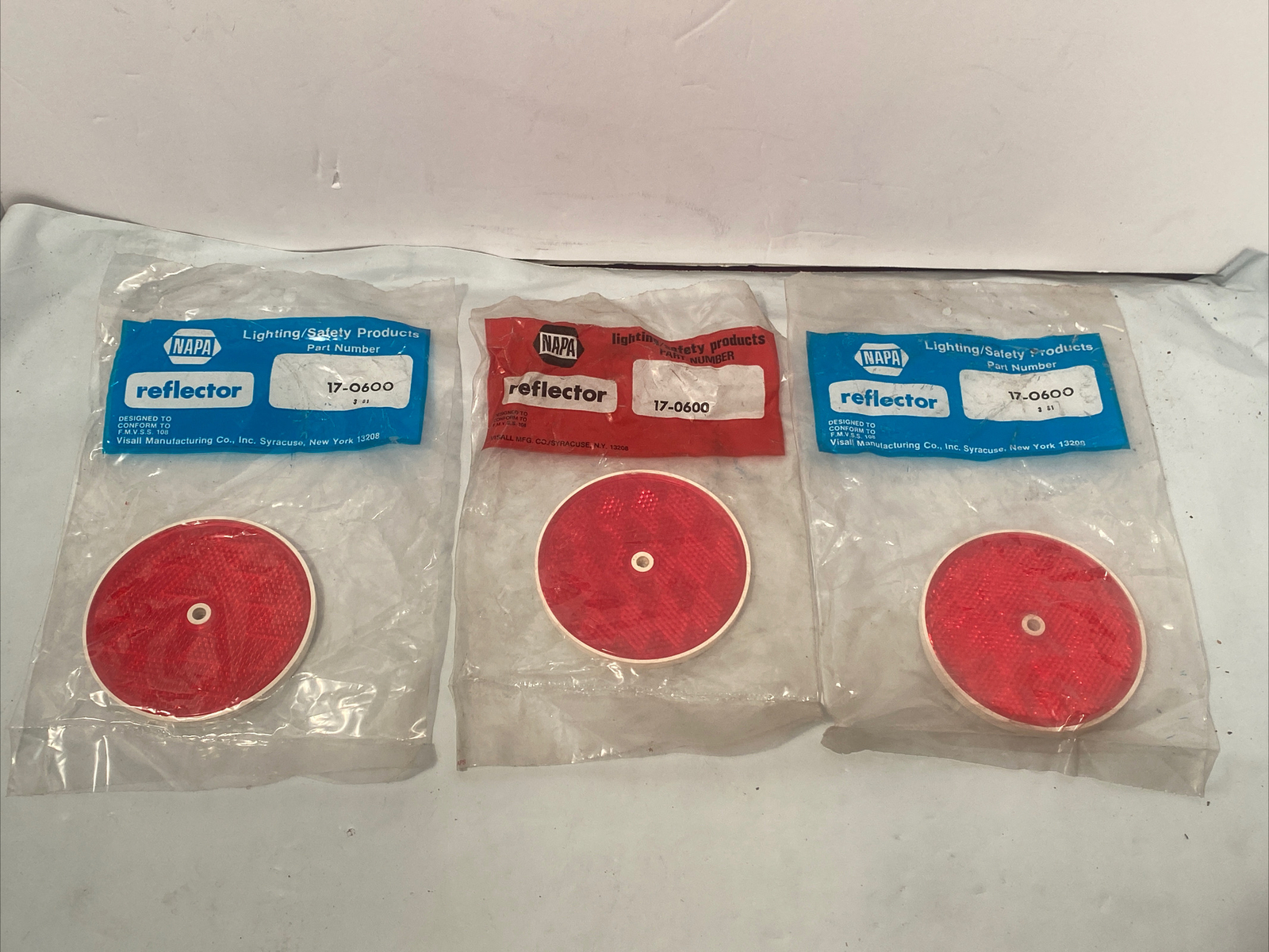 NOS Set of 3 NAPA Signal-Stat Lightning Reflector Lens Red 17-0600 for ...