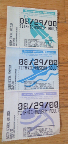 VINTAGE Titanic trio of Museum of Science & Industry Exhibit tickets ...