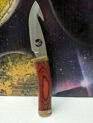 Elk Ridge ER-049 Hunter Guthook Wood Handle Fixed Knife Hand Forged ...