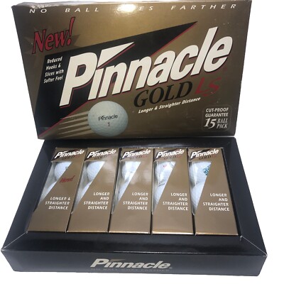 New Pinnacle Gold LS Box of 15 Golf Balls New. Longer And Straighter ...