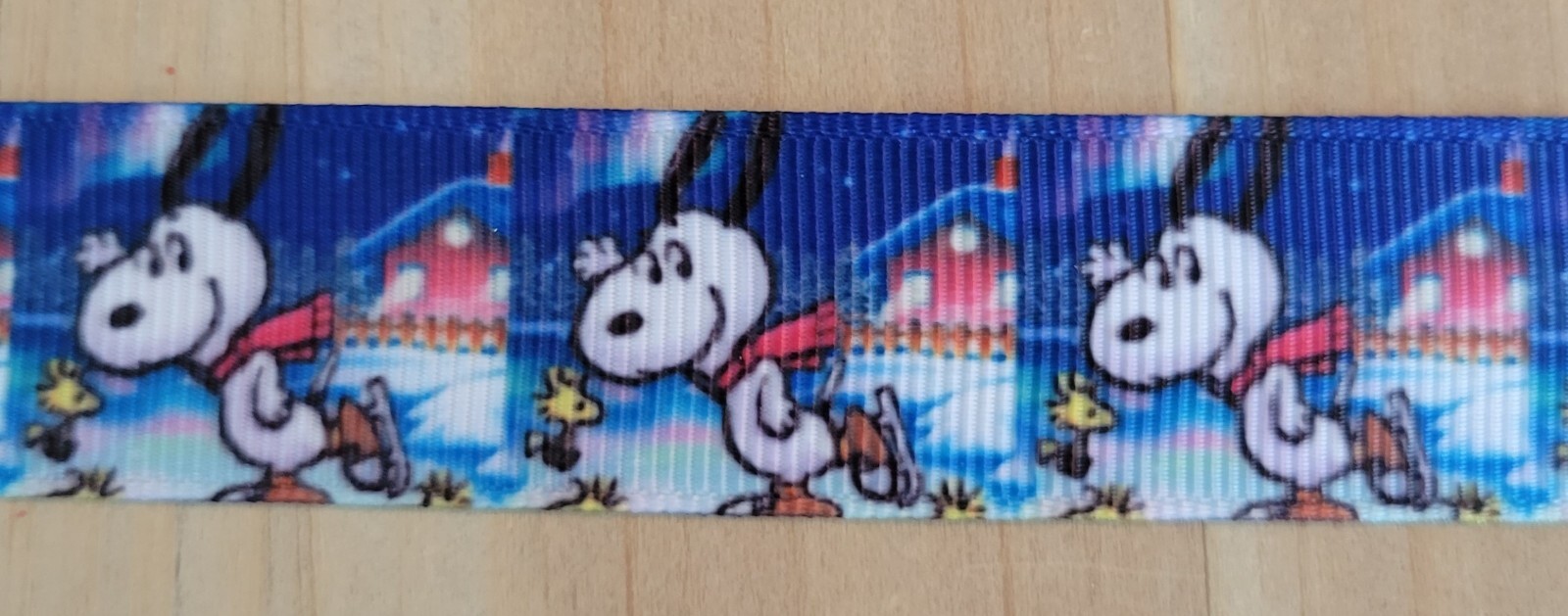 7/8" (1 YD) Snoopy Ice Skating Grosgrain Ribbon Christmas Woodstock Dog ...