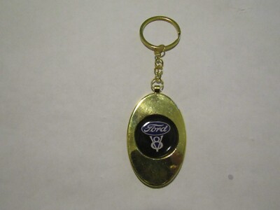 1930's - 1950's FORD V8 ENGINE V8 OVAL FORD LOGO KEYCHAIN KEYRING GOLD ...
