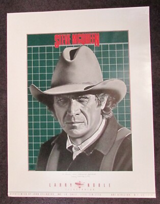 LARRY NOBLE POSTER STEVE MCQUEEN 1983 SIGNED & PERSONALIZED TO KELLY ...