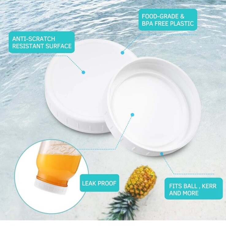 18 Pack Plastic REGULAR Mouth Mason Jar Lids for Ball, Kerr, White ...