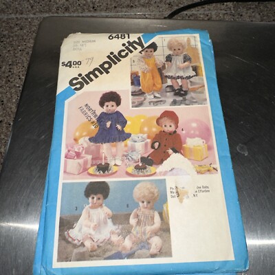 CRAFTS UNCUT SIMPLICITY 6481 SEWING PATTERN DOLL CLOTHES Size M 15" 16 ...