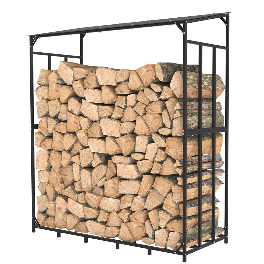Heavy Duty Metal Firewood Log Rack Fire Wood Holder Storage Stand with ...